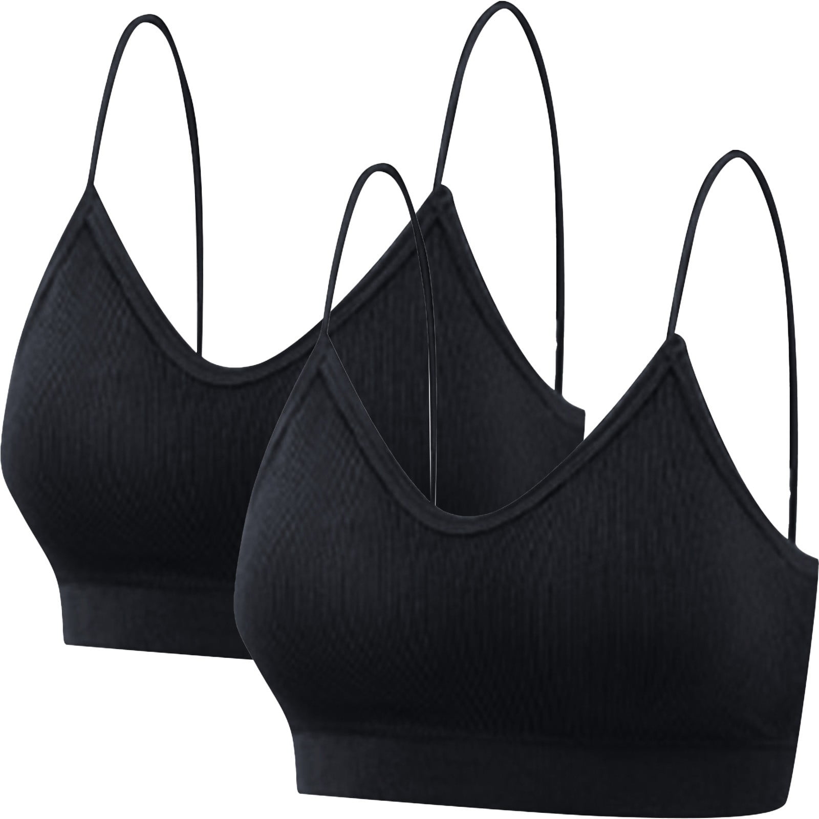 FCLoft Women's 2-Piece Padded V-Neck Seamless Longline Bralette ...