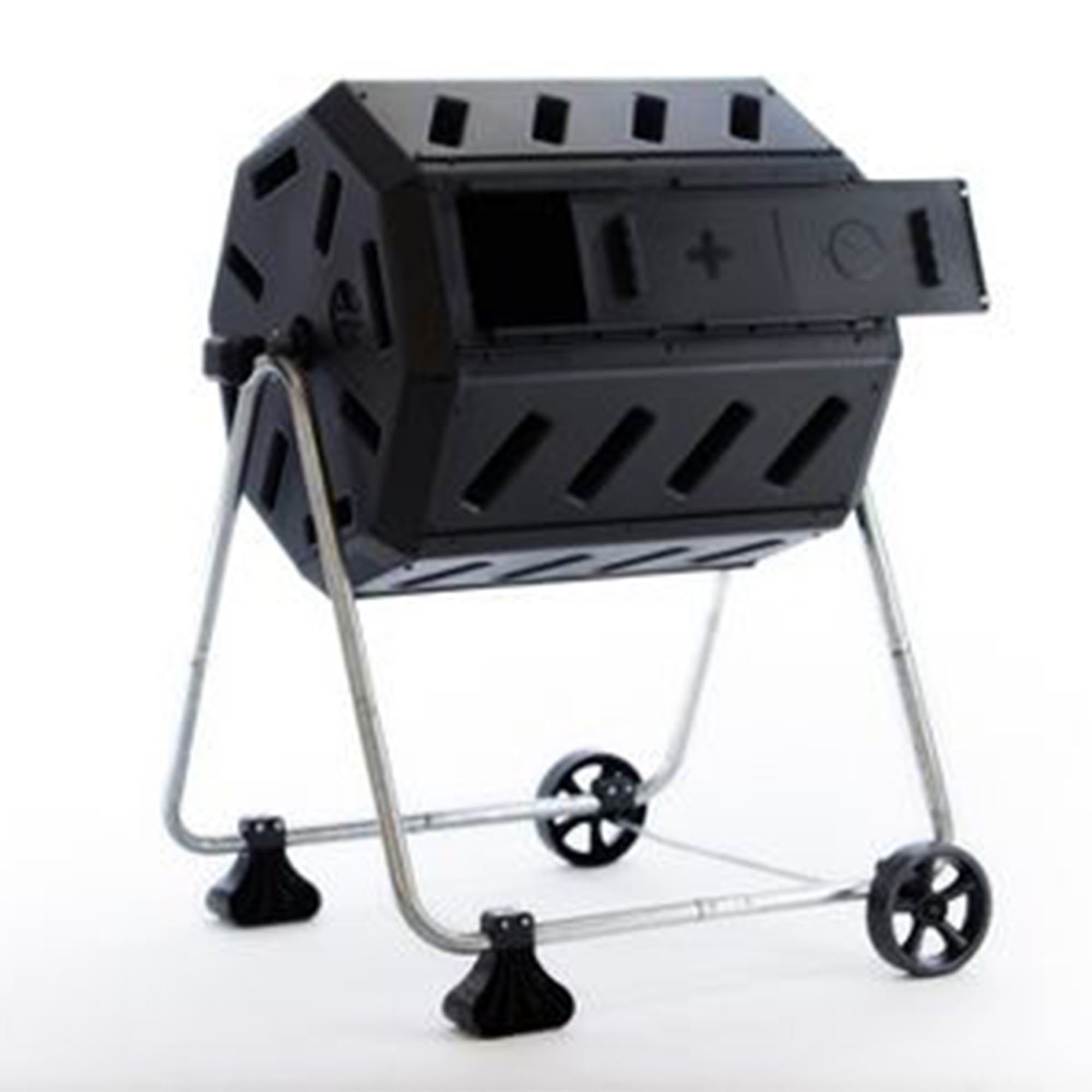 FCMP Outdoor 37 Gallon Dual Chamber Tumbling Composter Bin w/Wheels ...