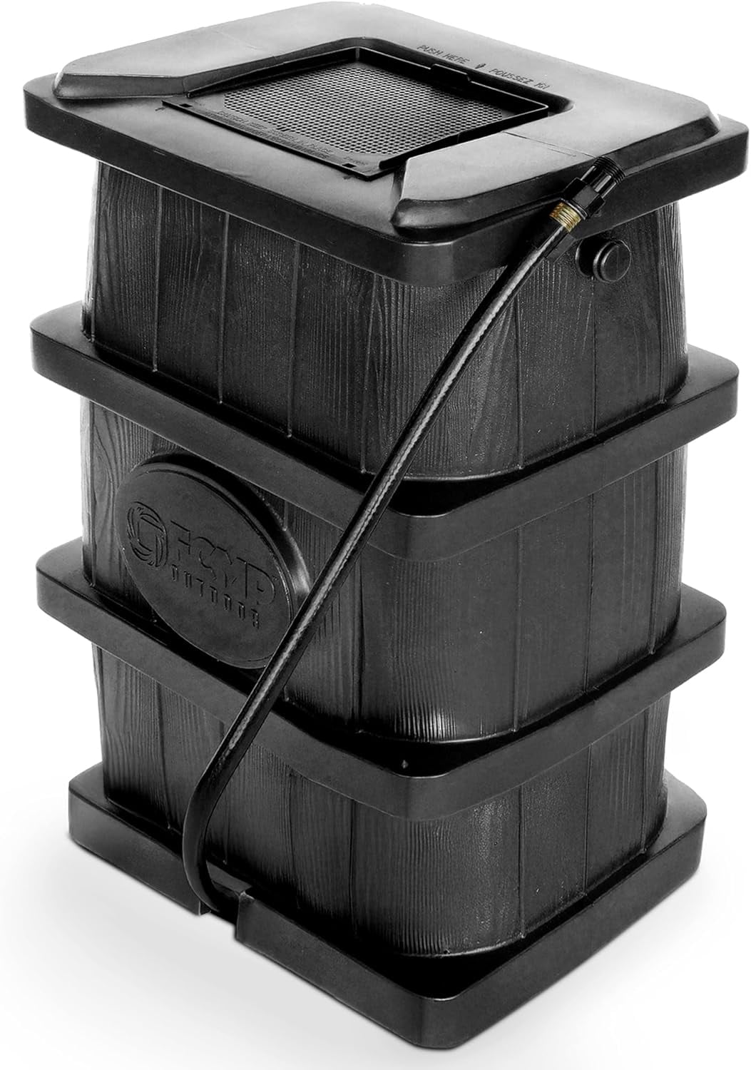 FCMP Outdoor Slim Line Design 45-Gallon Wood Grain Outdoor Home Rain ...