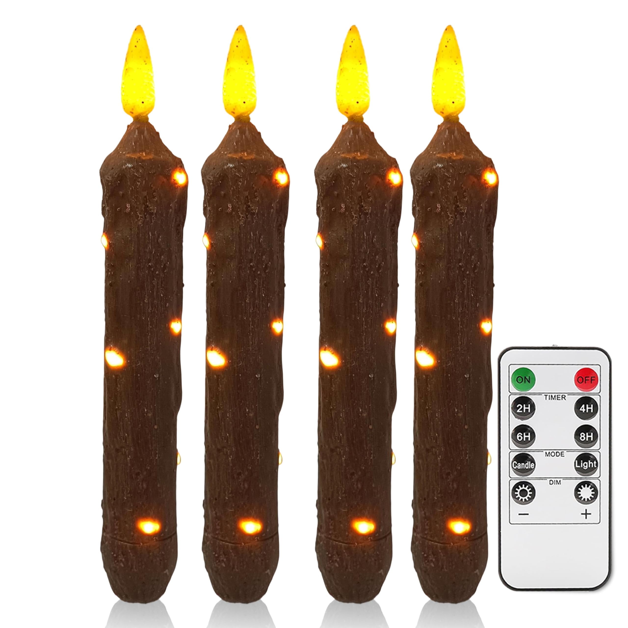 FCMSHAMD 6.5 Inches Primitive Real Wax LED Short Flameless Candles Hand ...
