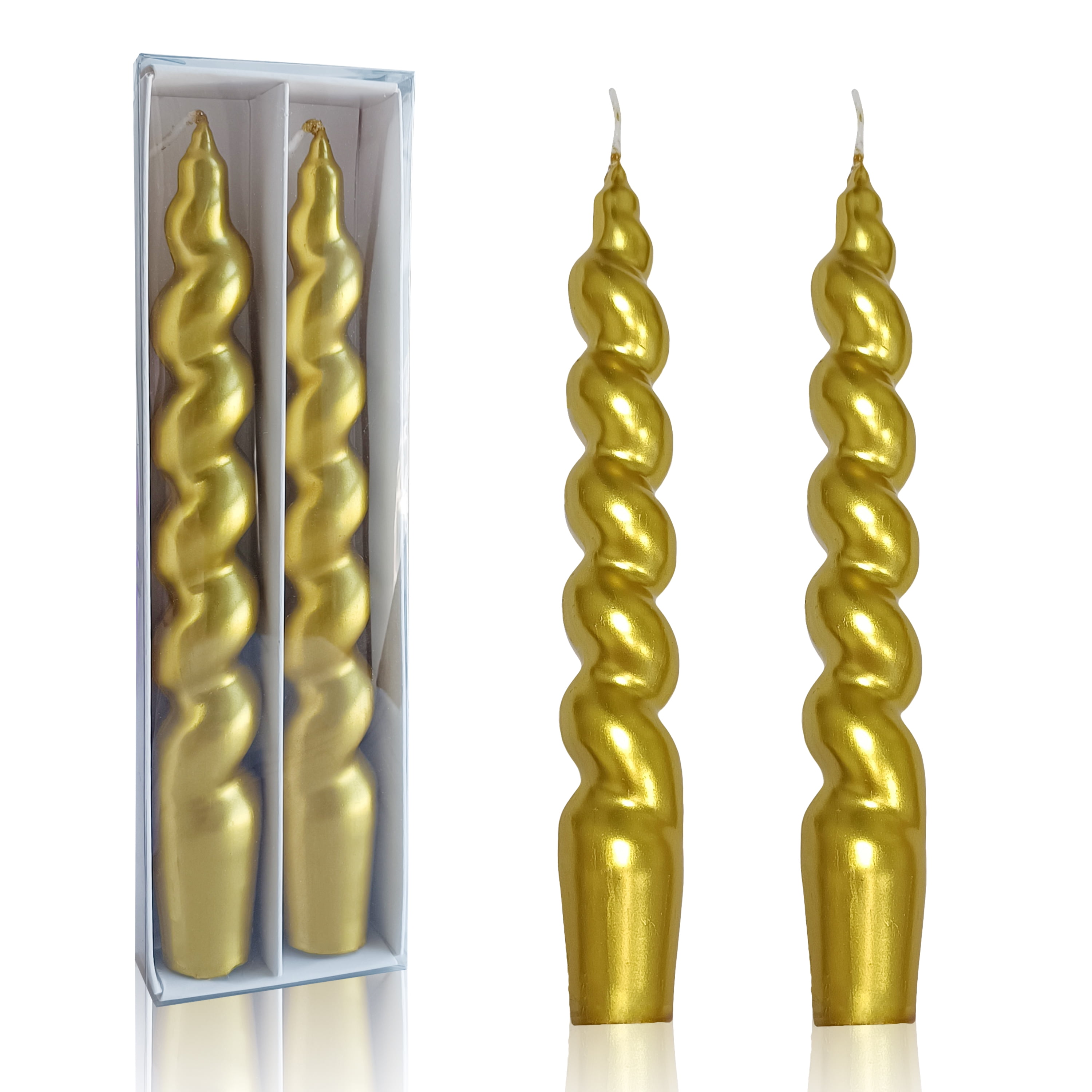 FCMSHAMD 7.3 inch Gold Taper Candles - Dripless, Smokeless, Unscented ...