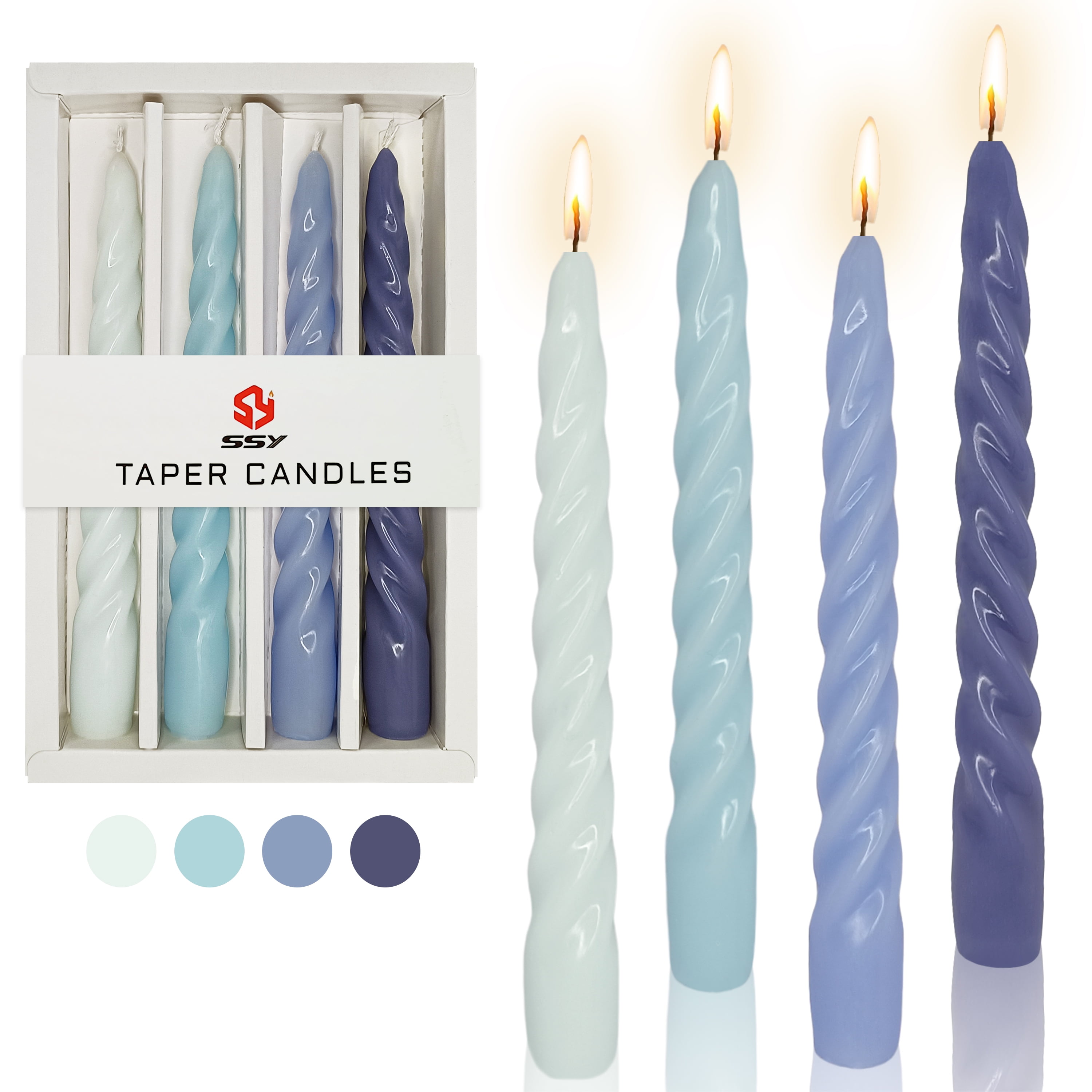 FCMSHAMD 7.3 inch Handmade Taper Candles Gradiented Blue Candle Sticks ...