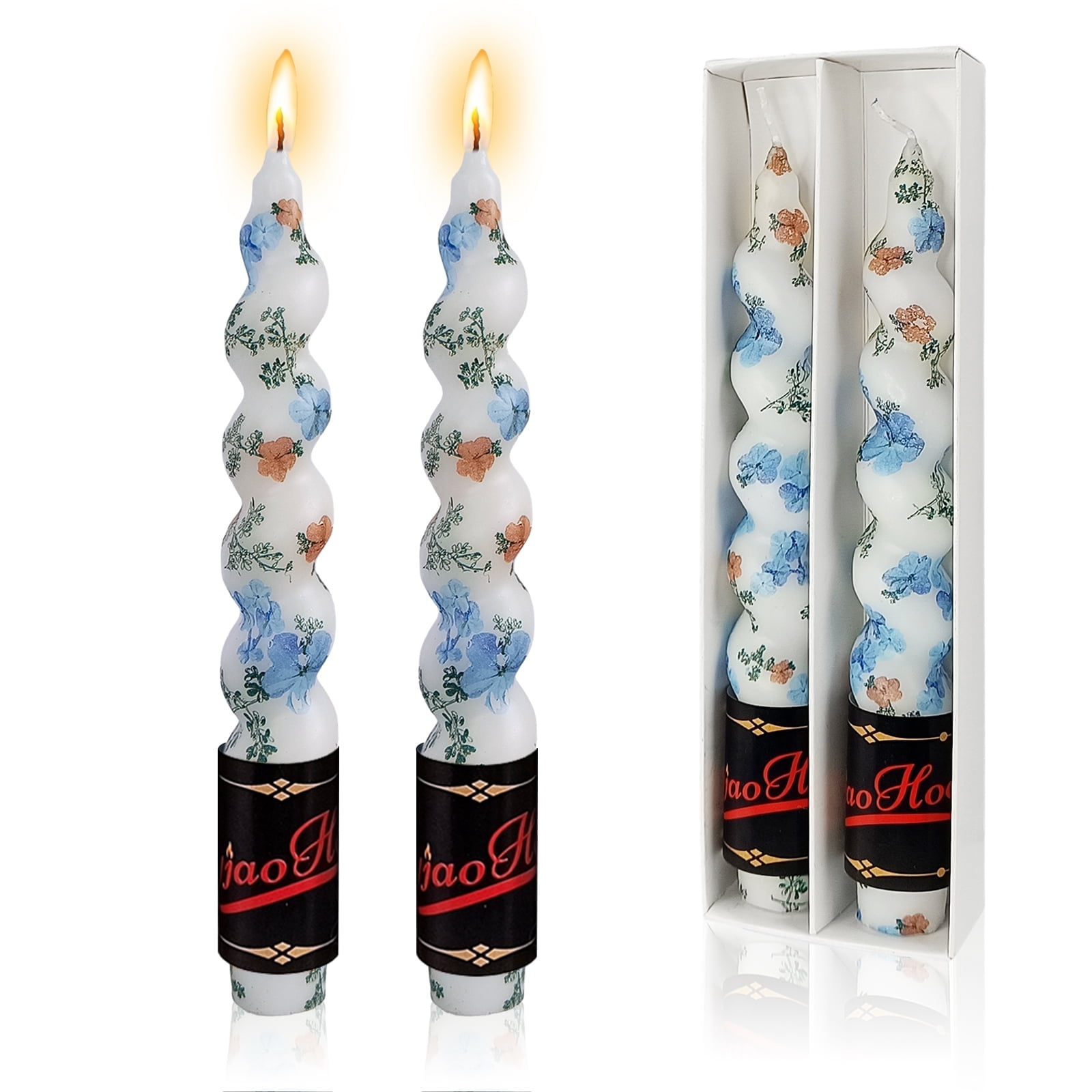 FCMSHAMD 7.3 inch Spiral Printed Taper Candles Handmade Twisted ...