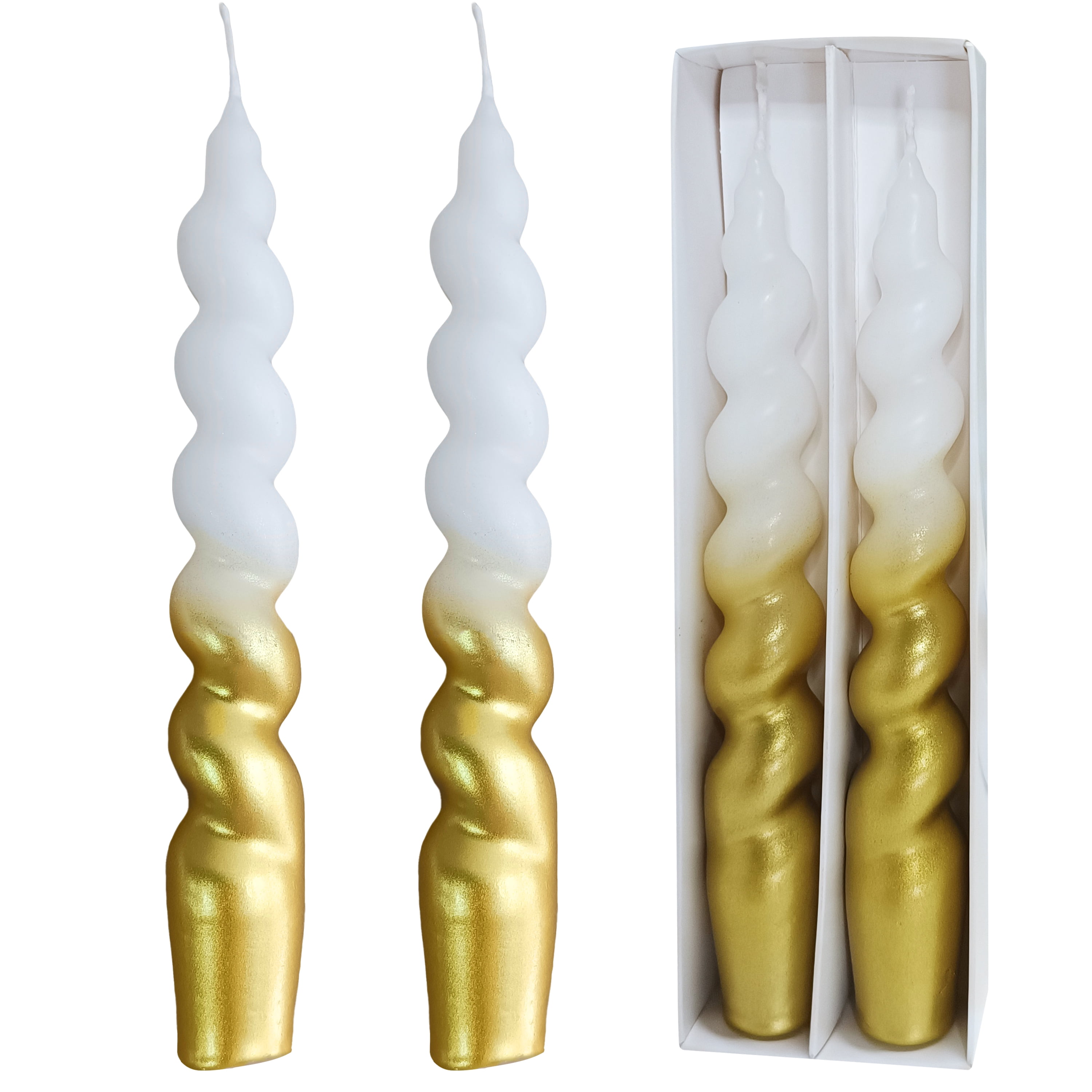 FCMSHAMD 7.3 inch White Gold Taper Candles-Unscented （2 Pack） - Walmart.com