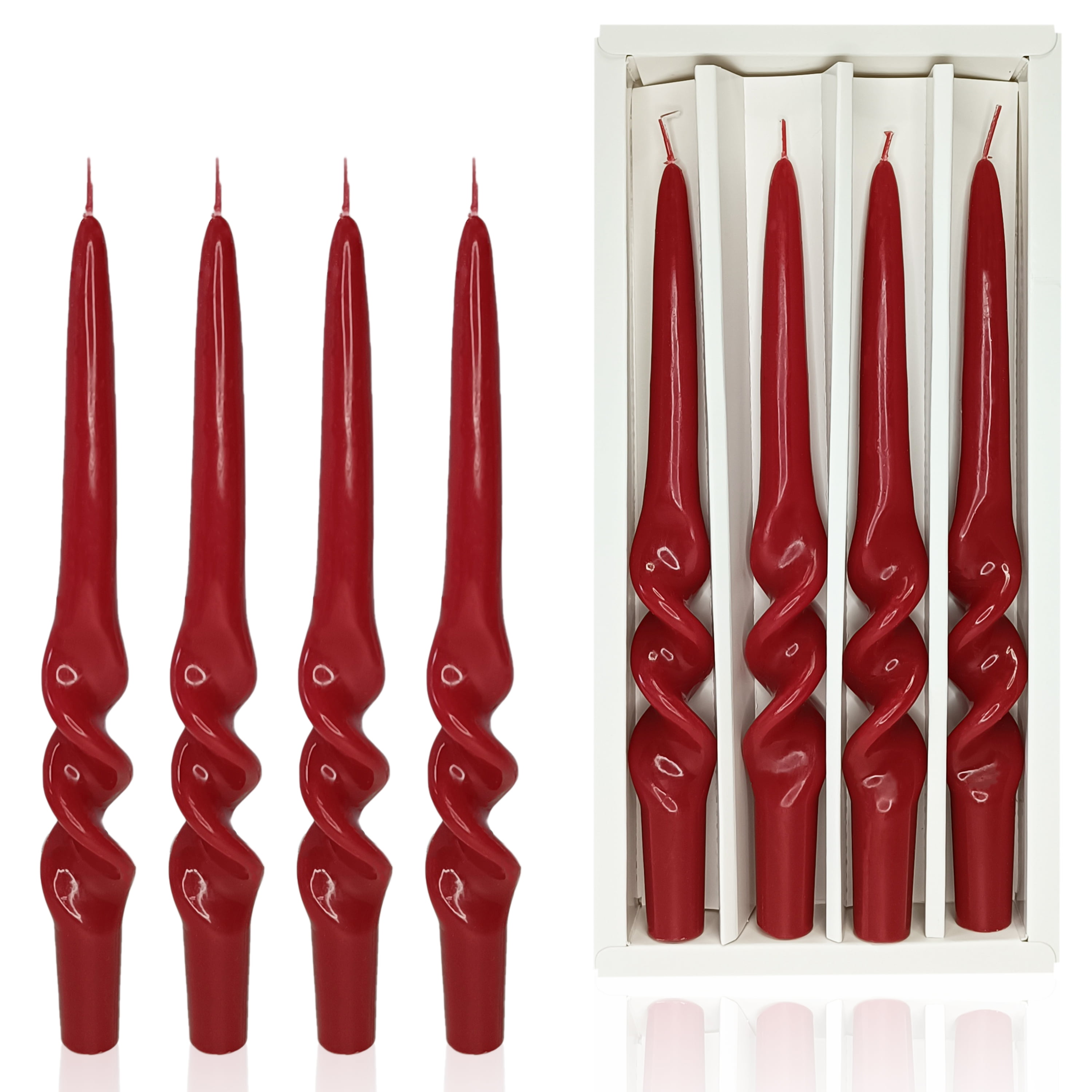 FCMSHAMD 9.3 Inch Spiral Taper Candles Set of 4 Burn Time 6 H Unscented ...