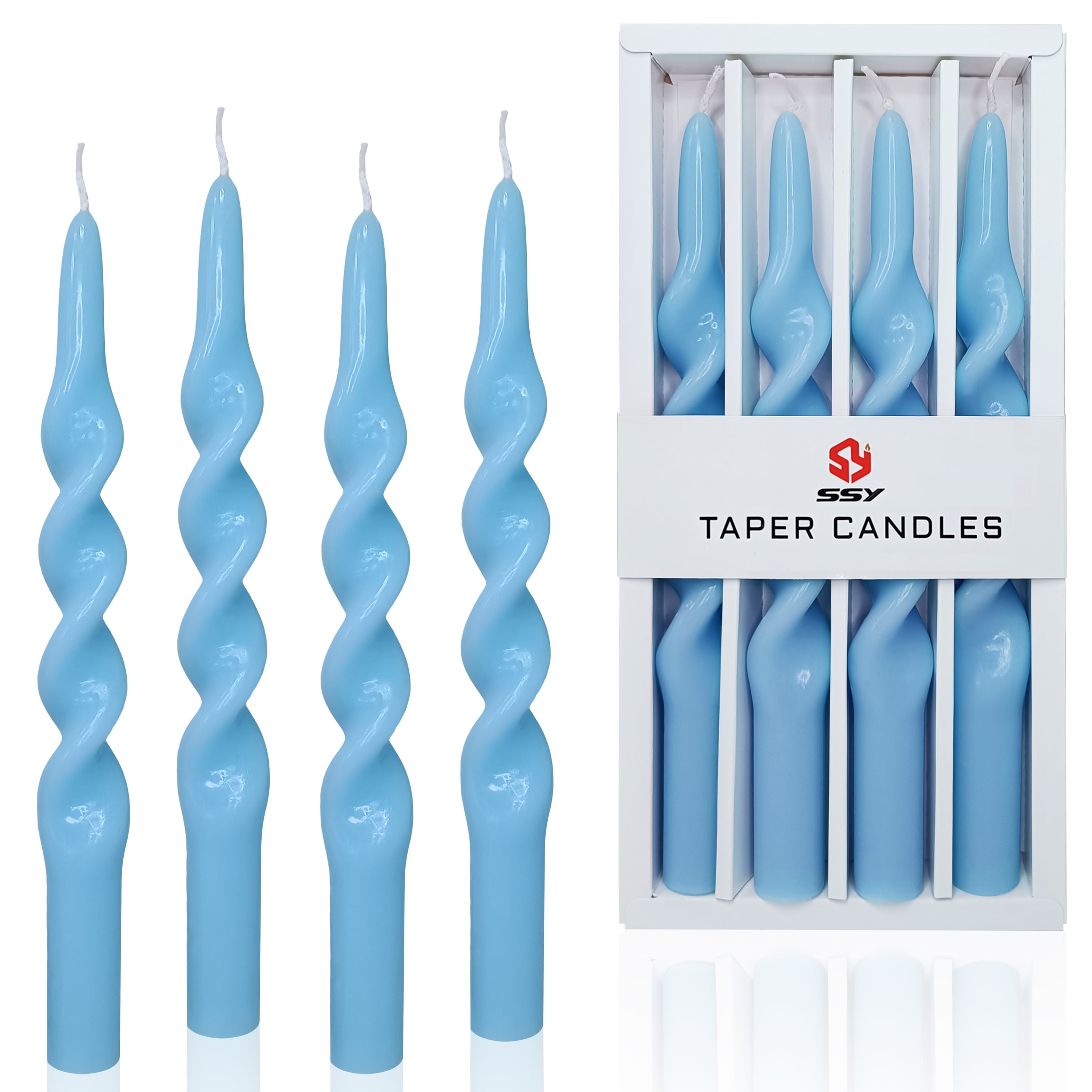 FCMSHAMD 9.8 Inch Spiral Taper Candles Set of 4 Burn Time 6 H Unscented ...