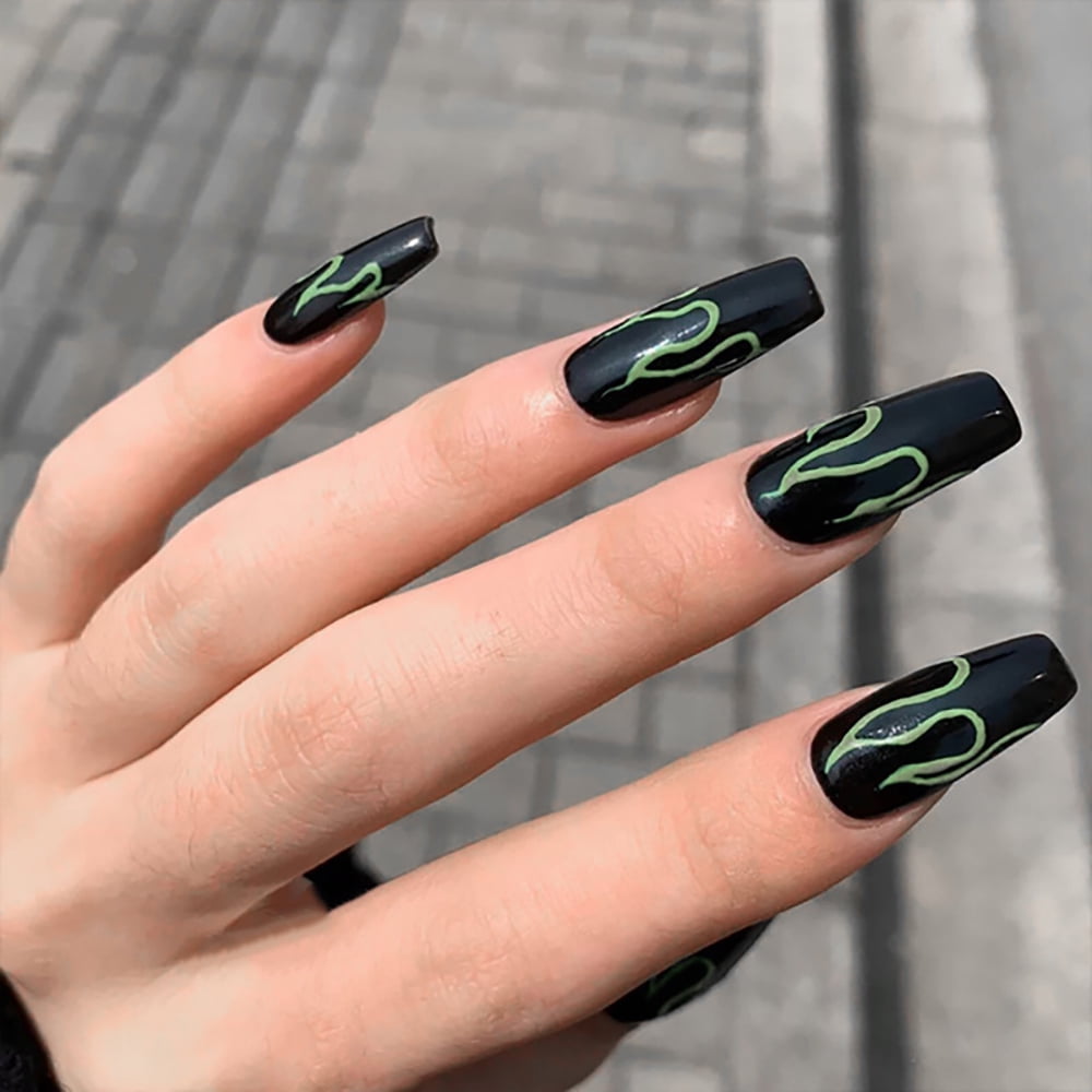 FCOGIN Medium Coffin, 24 Pieces, Black, Neon Green, Flame, Acrylic ...