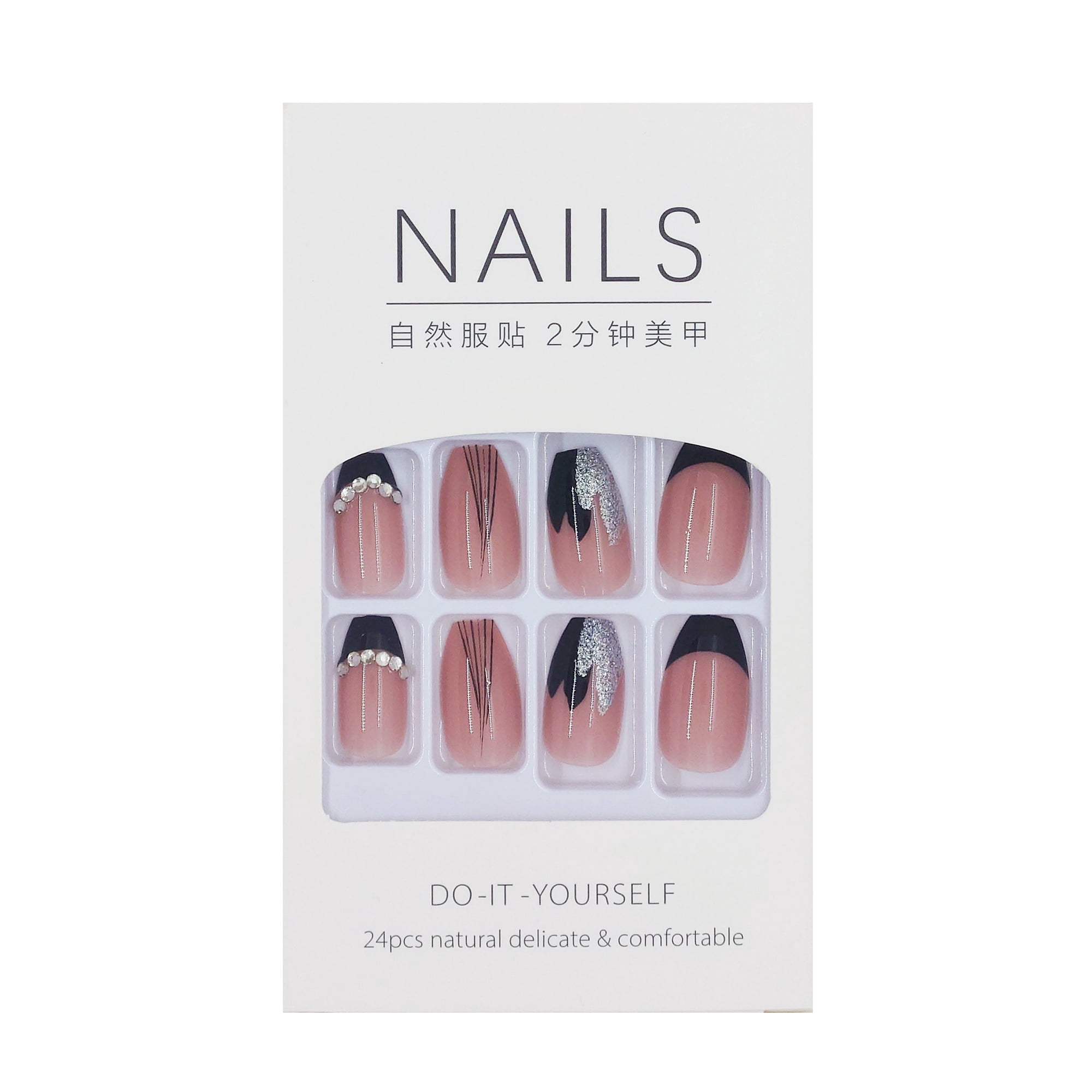 FCOGIN Medium Coffin, 24 Pieces, Pink, Black, Rhinestone Glitter ...