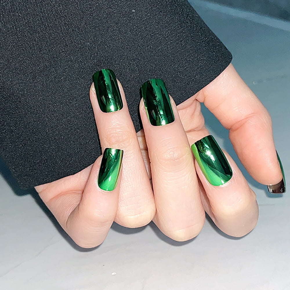 FCOGIN Medium Square, 24 Pieces, Green, Metallic Series, Acrylic False ...