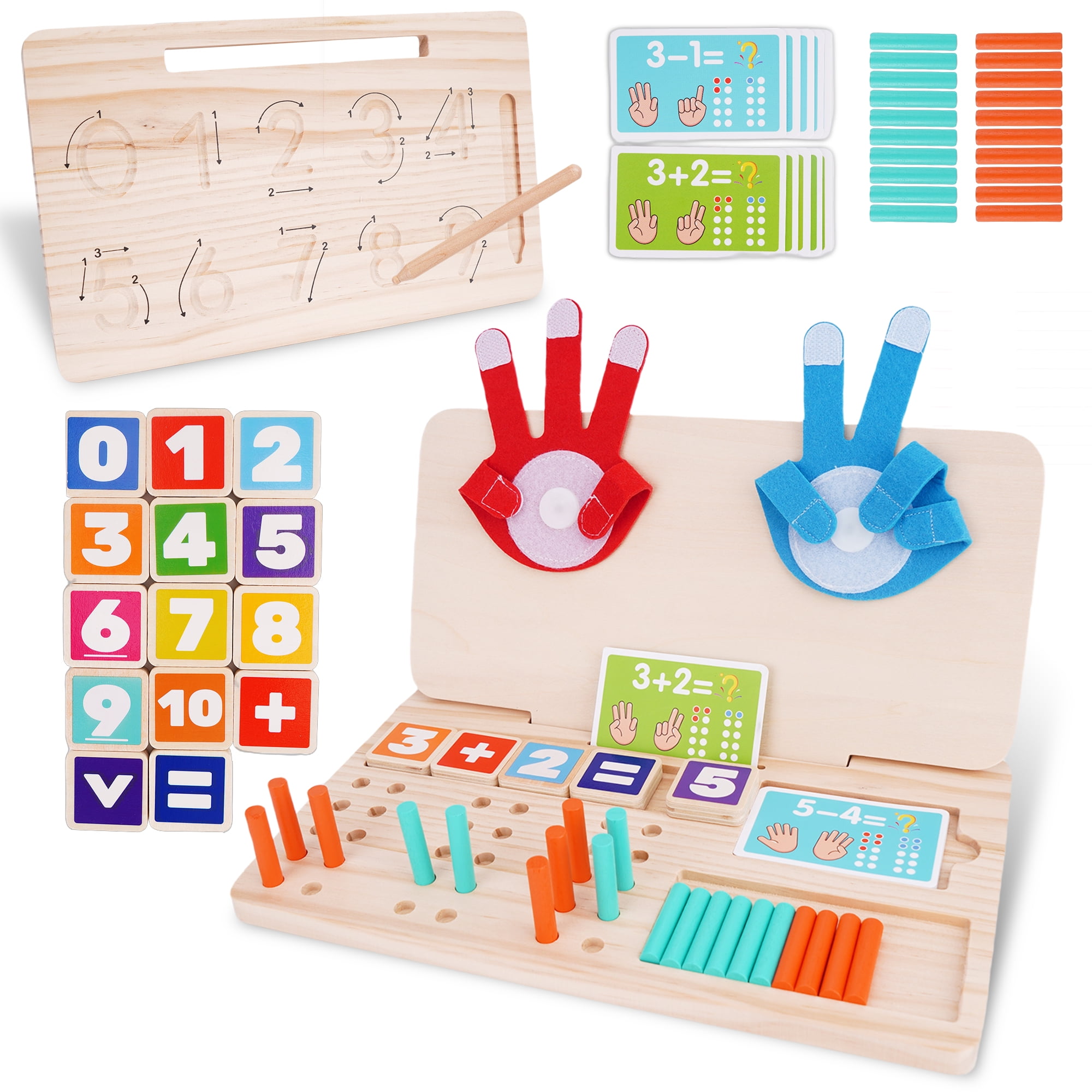 FCSONU Kids Educational Montessori Math Learning Toy - Blocks Number ...