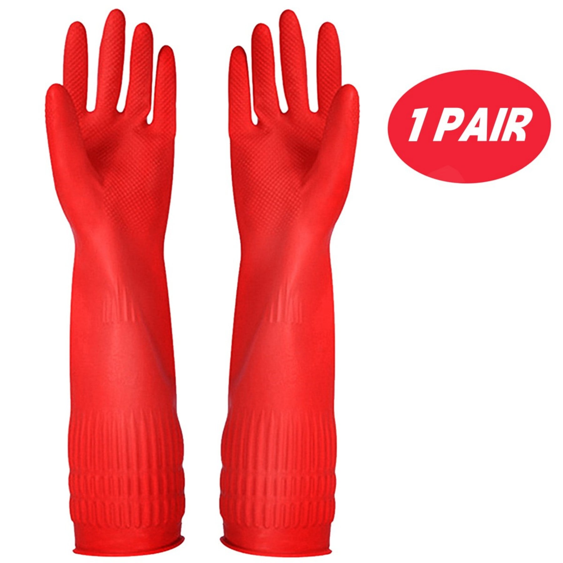 FCTTD Rubber Cleaning Gloves, Waterproof Reusable Dishwashing Gloves ...