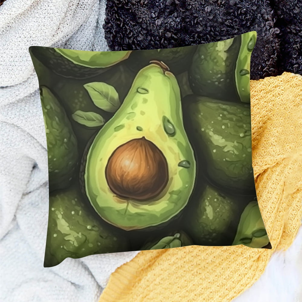 FCXZI 100% Linen Pillow Covers Avocado Green Leaves Indoor Decor ...