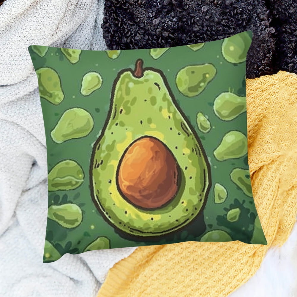 FCXZI 100% Linen Pillow Covers Avocado Spots Green Farmhouse Decor ...