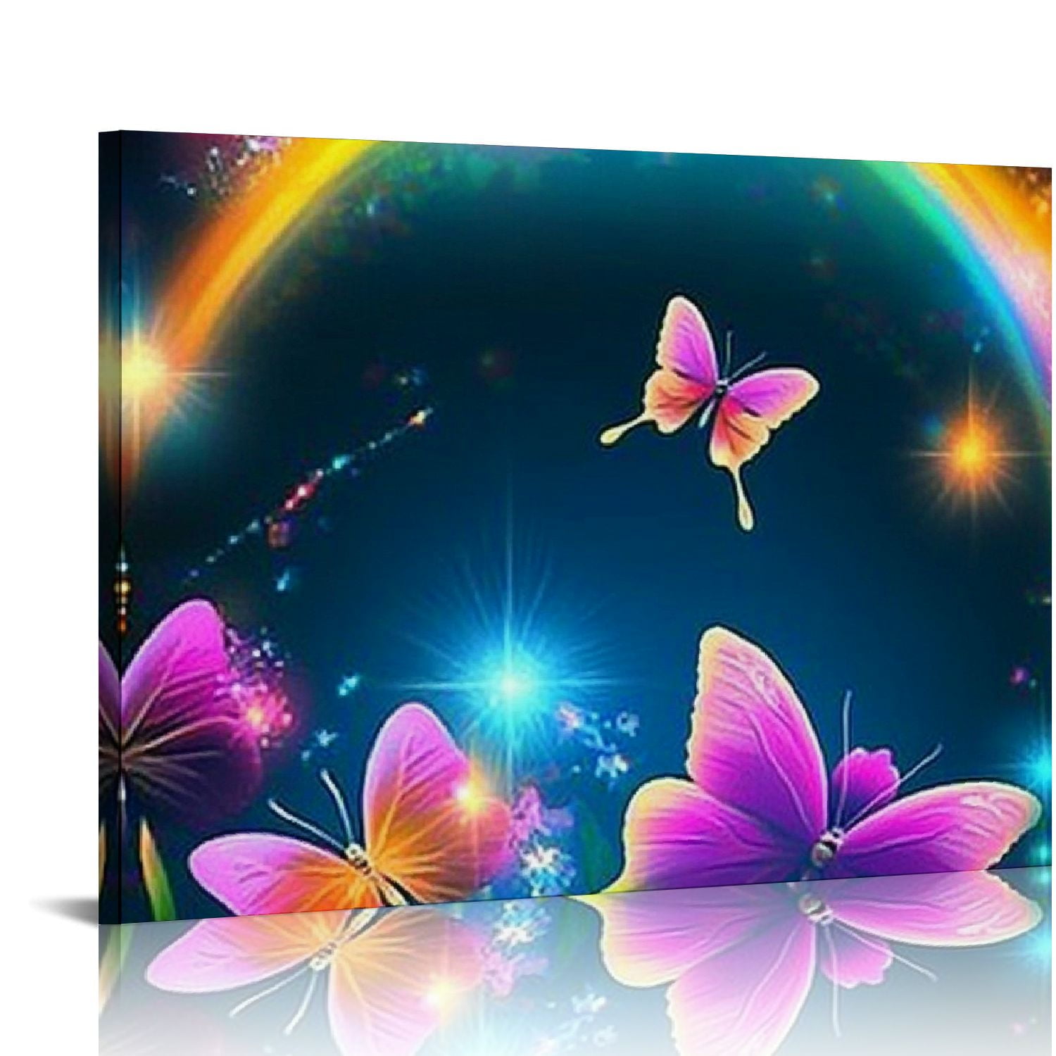 FCXZI Abstract Purple Butterfly Wall Art Flower Painting on Canvas ...