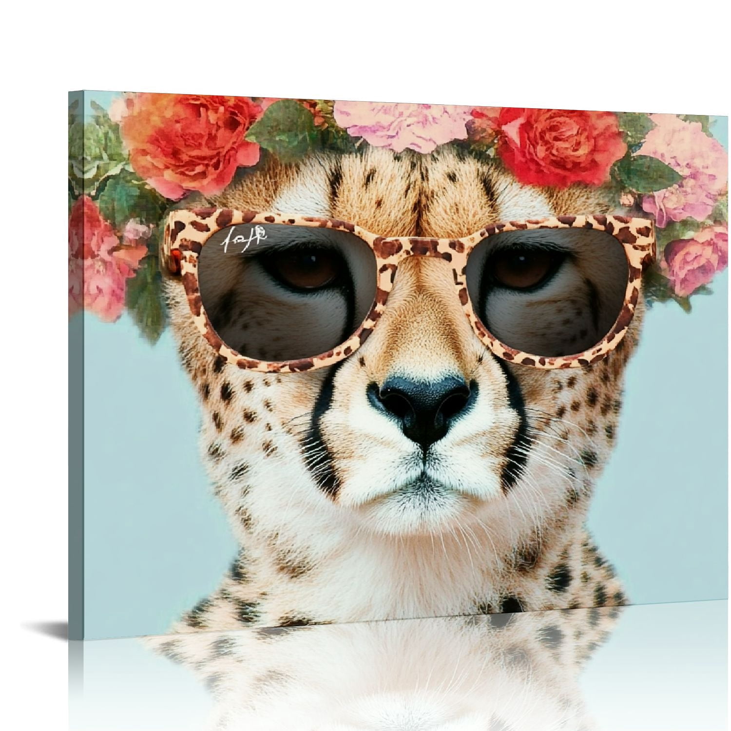 FCXZI Animal Leopard Wall Art Picture Print, Cool Leopard with Floral ...
