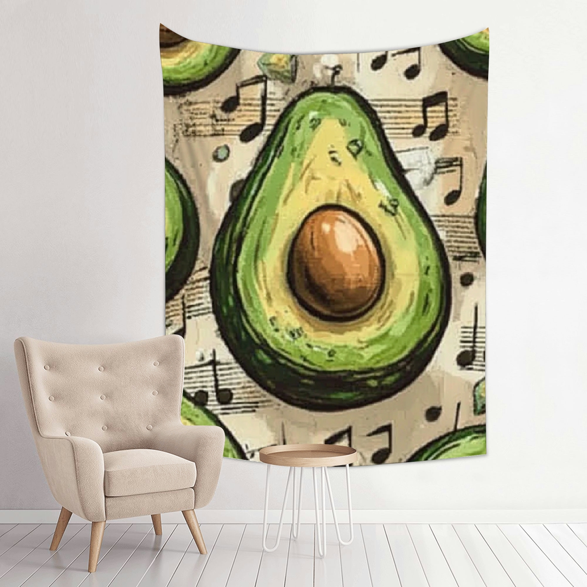 FCXZI Avocados Music Notes Guitar Tapestry Wall Hanging 100% Polyester ...