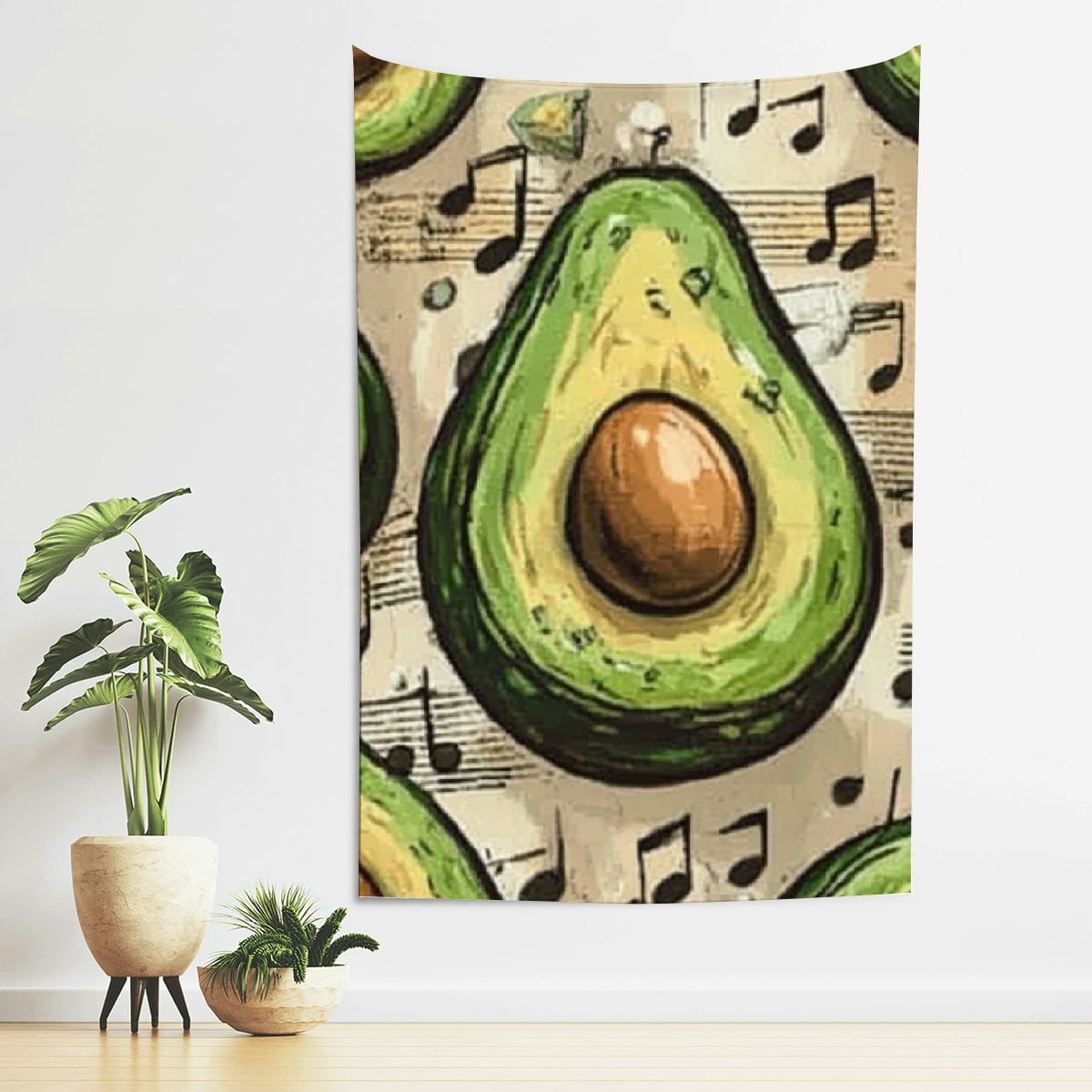 FCXZI Avocados Music Notes Guitar Tapestry Wall Hanging 100% Polyester ...