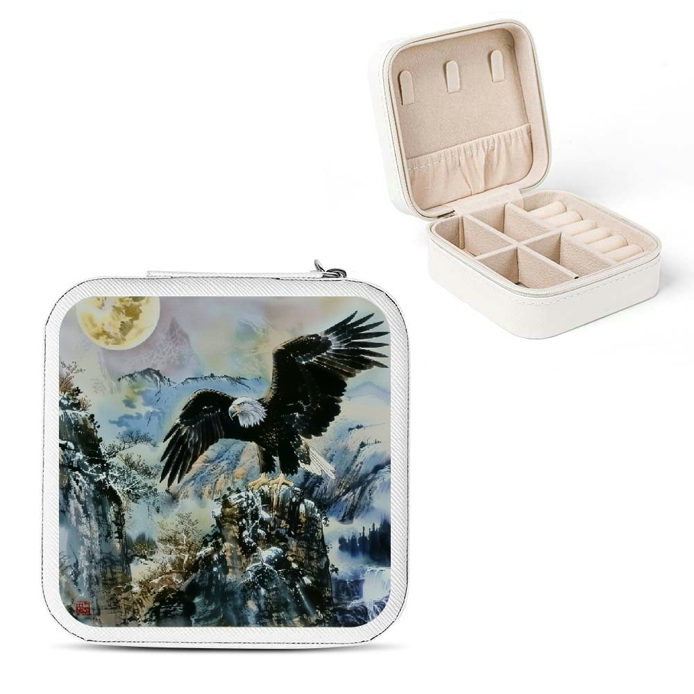 FCXZI Bald Eagle Flexible Storage Jewelry Box for Women Necklace, Ring, Earring - Compact Size ...