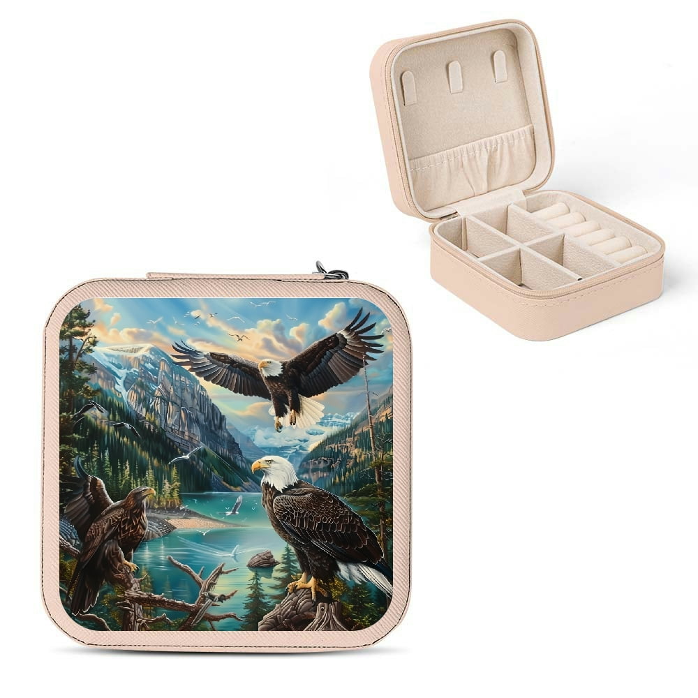 FCXZI Bald Eagle Forest Mountain Travel Jewelry Box Organizer for Women ...