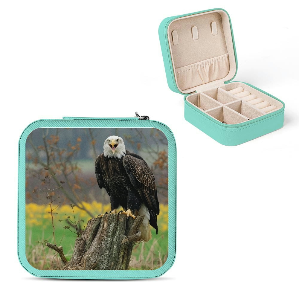 FCXZI Bald Eagle Jewelry Storage Artifacts Box PU Leather Necklace Ring ...