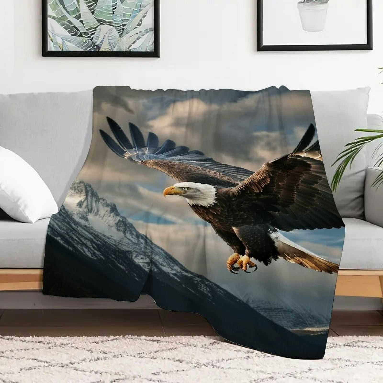 FCXZI Bald Eagle Mountain Range Symbolism Lightweight Flannel Blanket ...
