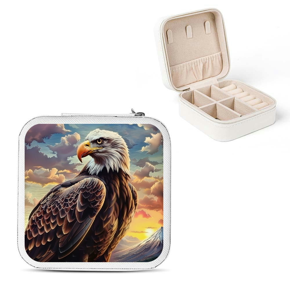 FCXZI Bald Eagle Mountains Sunset Jewelry Box for Necklaces Rings ...