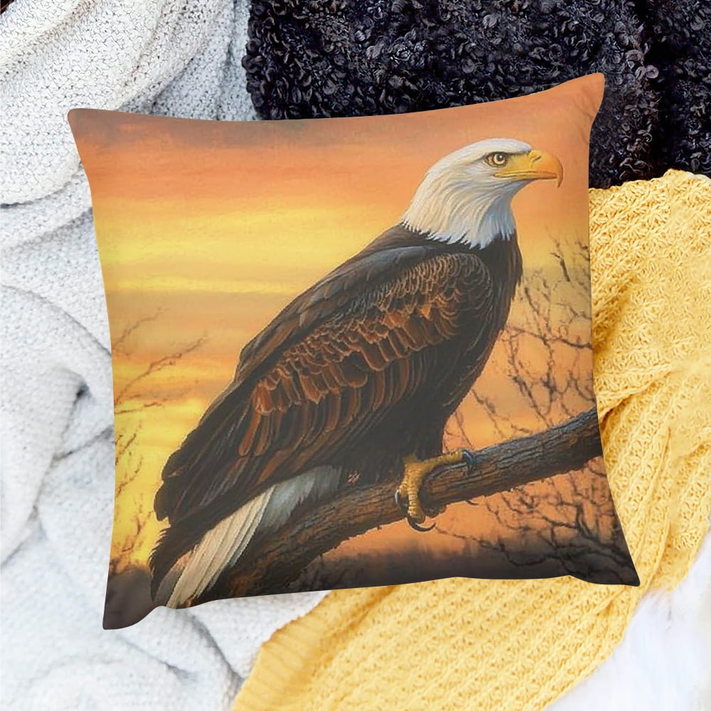 FCXZI Bald Eagle Sunset Tree Branch Pillow Cushion Case for Sofa ...