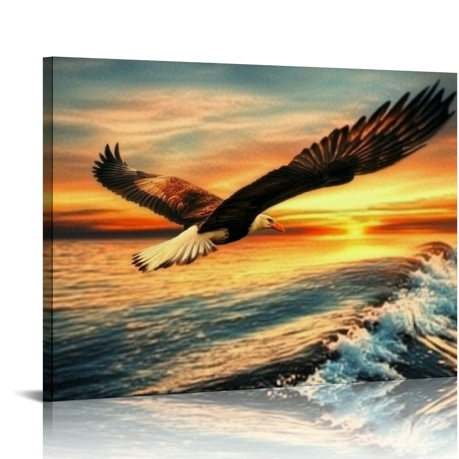 FCXZI Bald Eagle Wall Art Large Flying Eagle Painting Prints Bird Sea ...