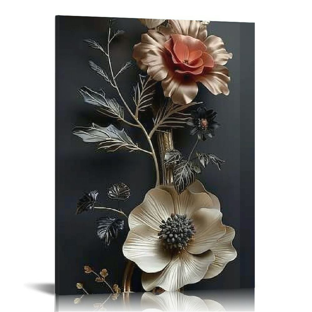 FCXZI Black and Gold Flowers Interior aesthetic decoration, artistic ...