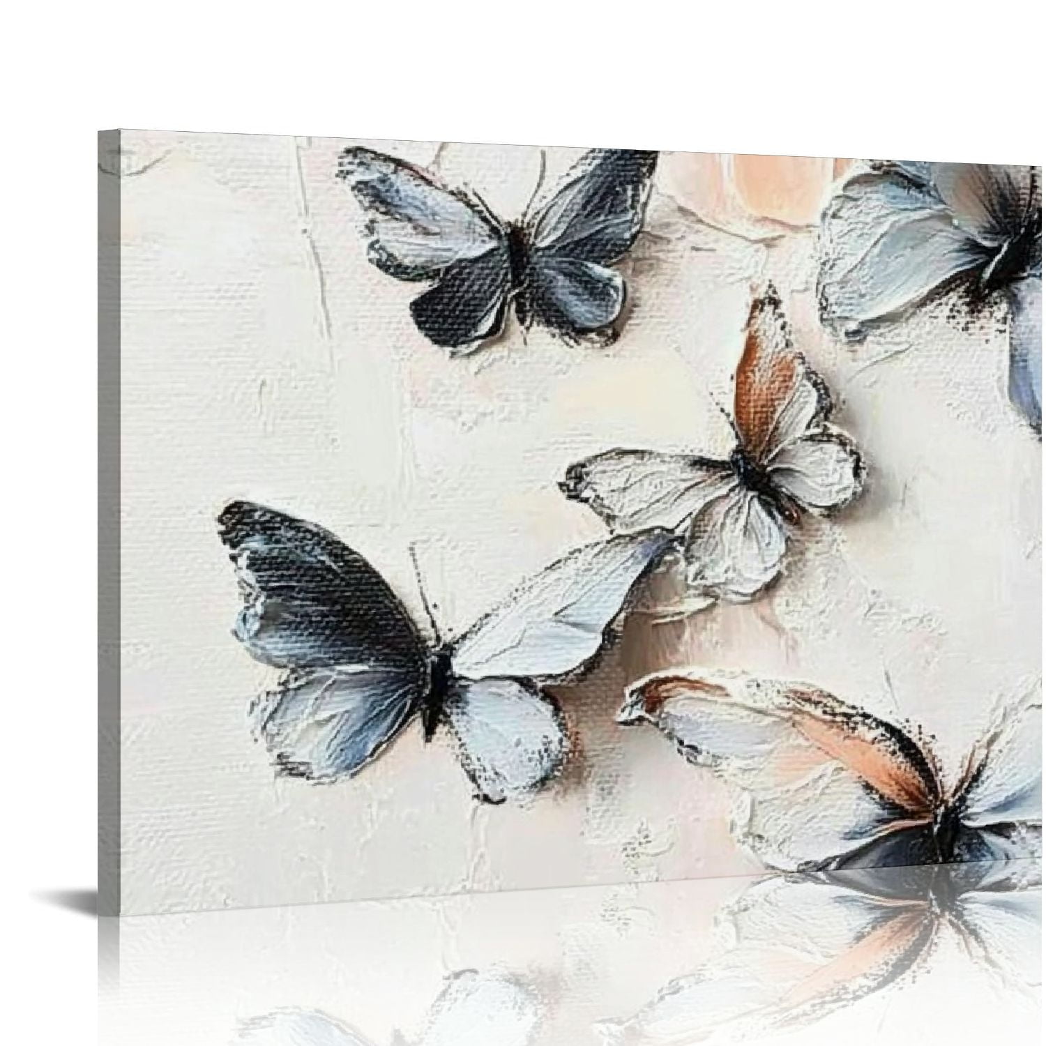 FCXZI Blue Butterfly Canvas Wall Art Abstract Texture Painting White ...