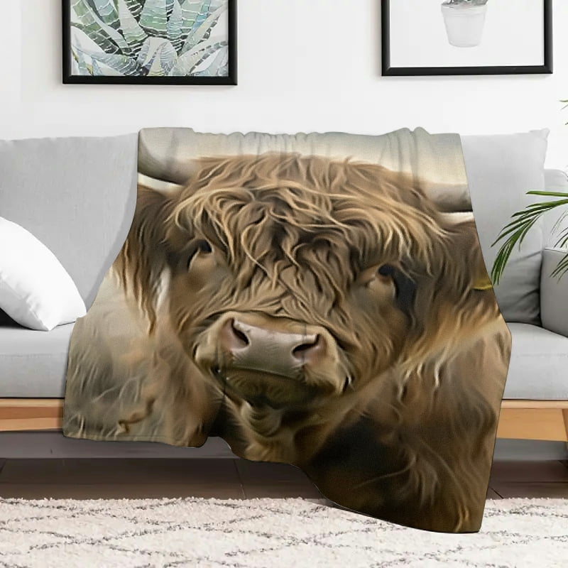 FCXZI Bull Grass Field Warm Cozy Flannel Blanket for All Seasons ...