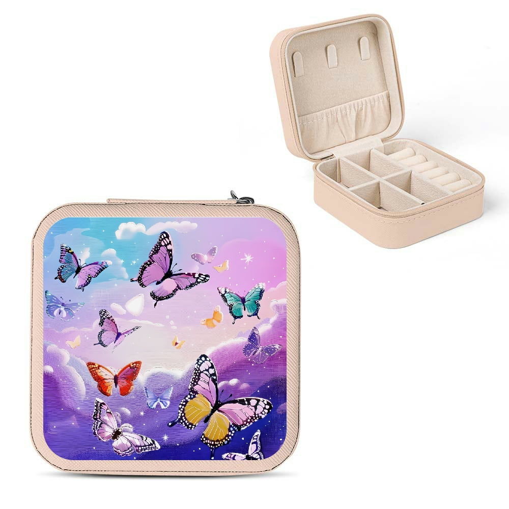 FCXZI Butterflies Purple Background Jewelry Box for Necklaces Rings ...