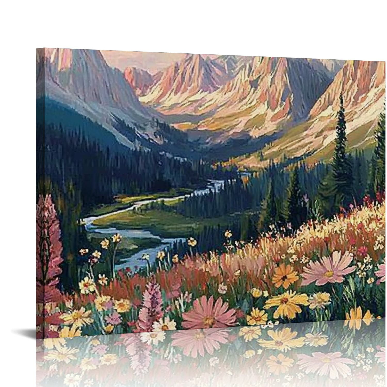 FCXZI Colorful Mountain Wall Art Abstract Flowers Botanical Painting ...