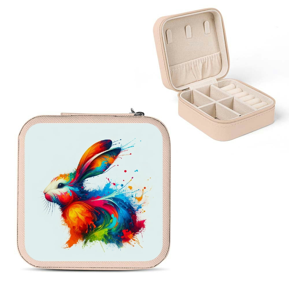 FCXZI Colorful Rabbit Splatter Painting Jewelry Box For Rings Necklaces ...