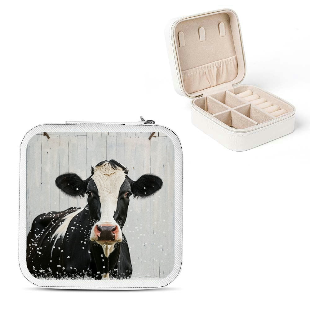 FCXZI Cow Snow Barnyard Jewelry Box Travel Organizer for Necklaces ...