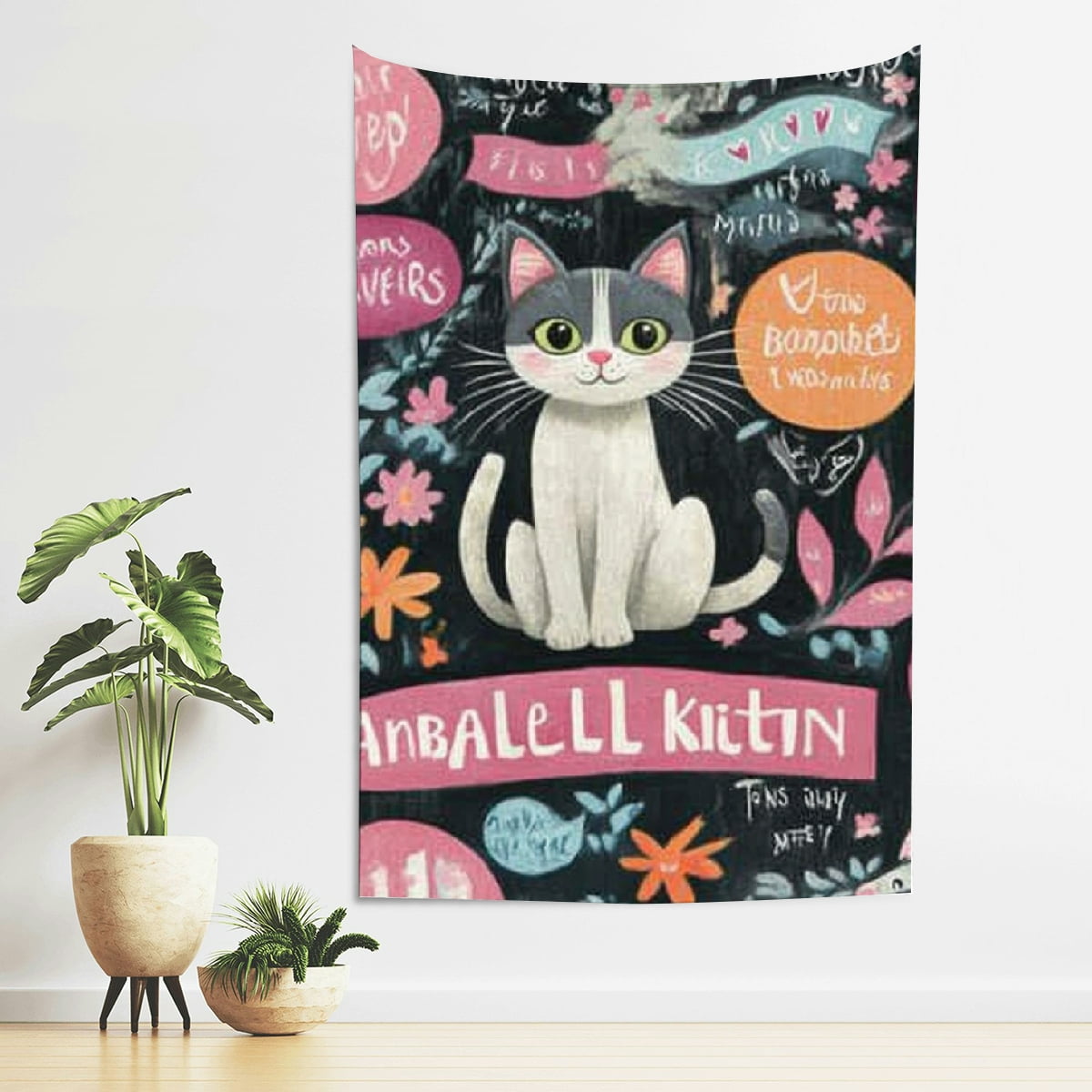 FCXZI Cute Cat Wall Tapestry Art for Living Room Bedroom Decoration 40 ...