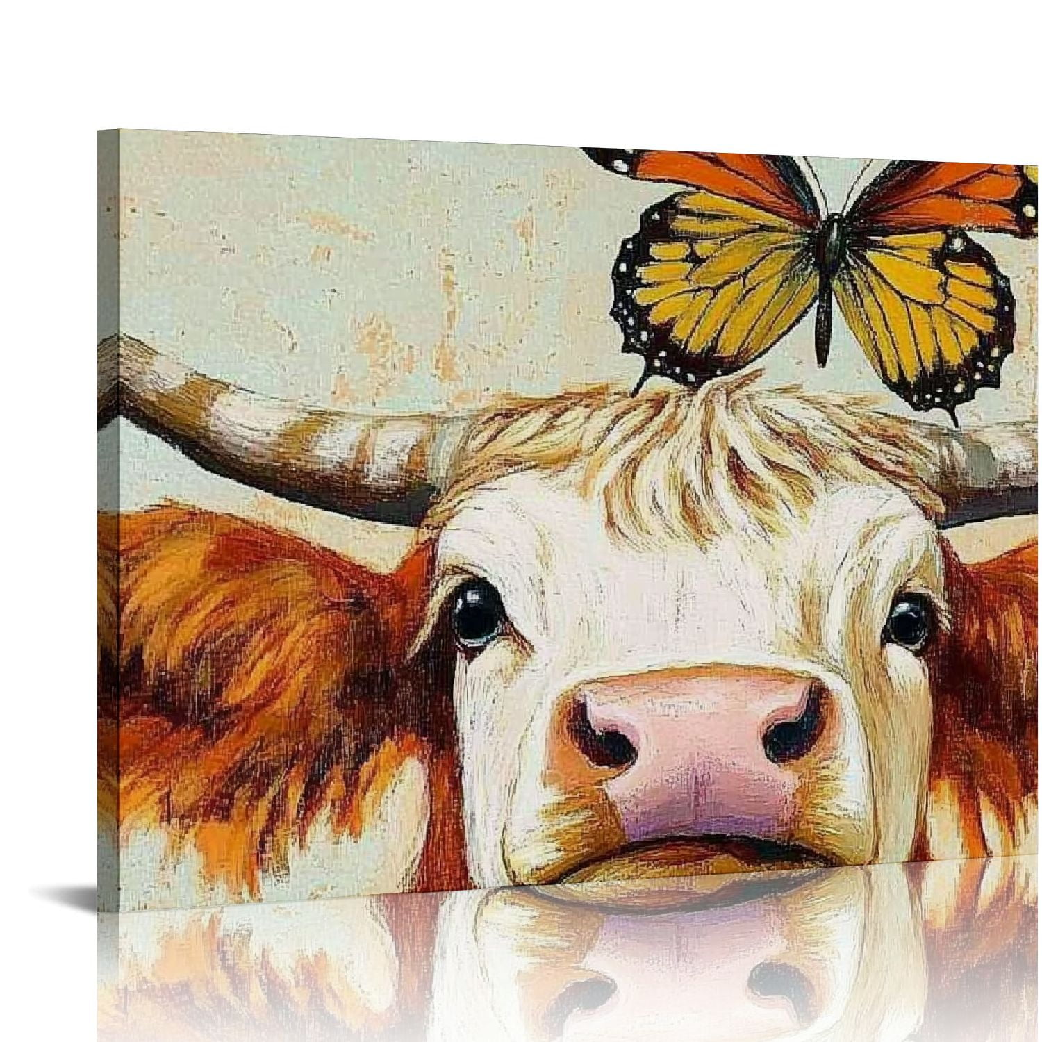 FCXZI Cute Highland Cow Print Decor Rustic Farmhouse Wall Decor Retro ...
