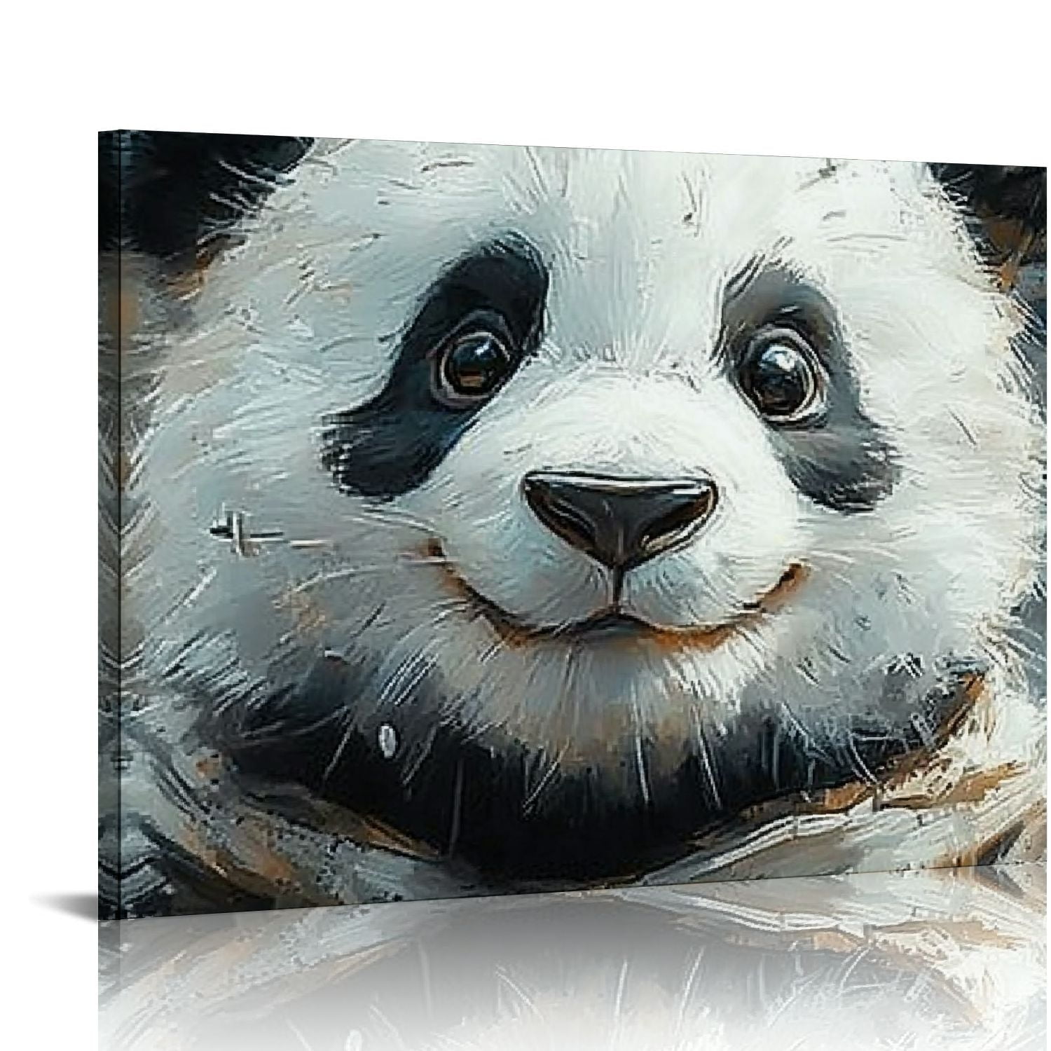 FCXZI Cute Panda Canvas Wall Art Fake Wood Panel Art Baby Panda ...