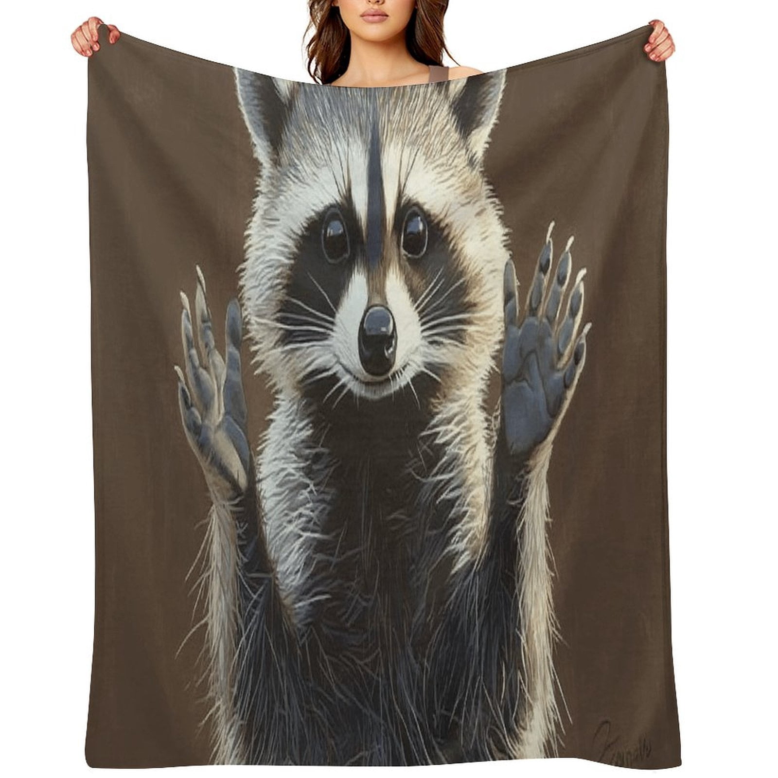 FCXZI Cute Raccoon Waving Throw Blanket Soft Cozy Clear Print ...