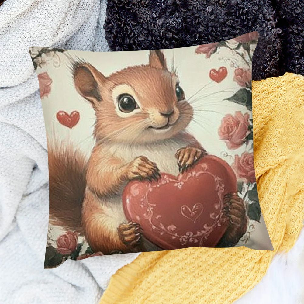 FCXZI Cute Squirrel Pillow Case Cover,Valentine's Day Cushion Cover ...