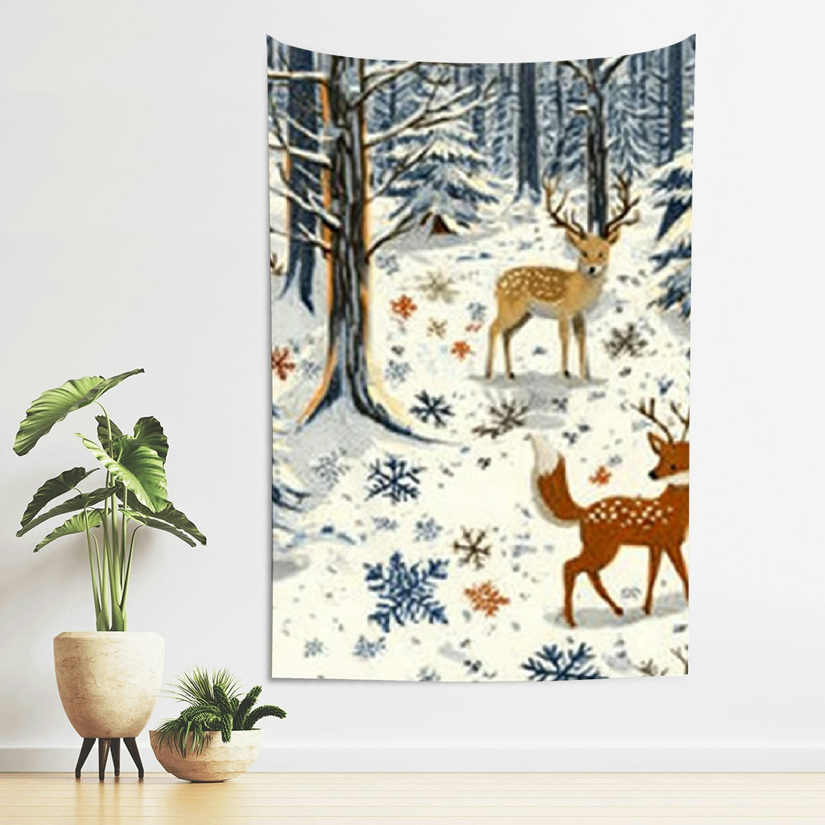 FCXZI Deer Fox Snowy Forest Tapestry Wall Art for Home Decoration 40 ...