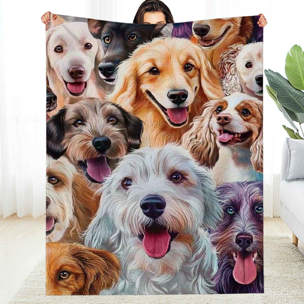 FCXZI Dogs Colors Furry Flannel Blanket, Soft Warm Multi-Purpose 3 ...