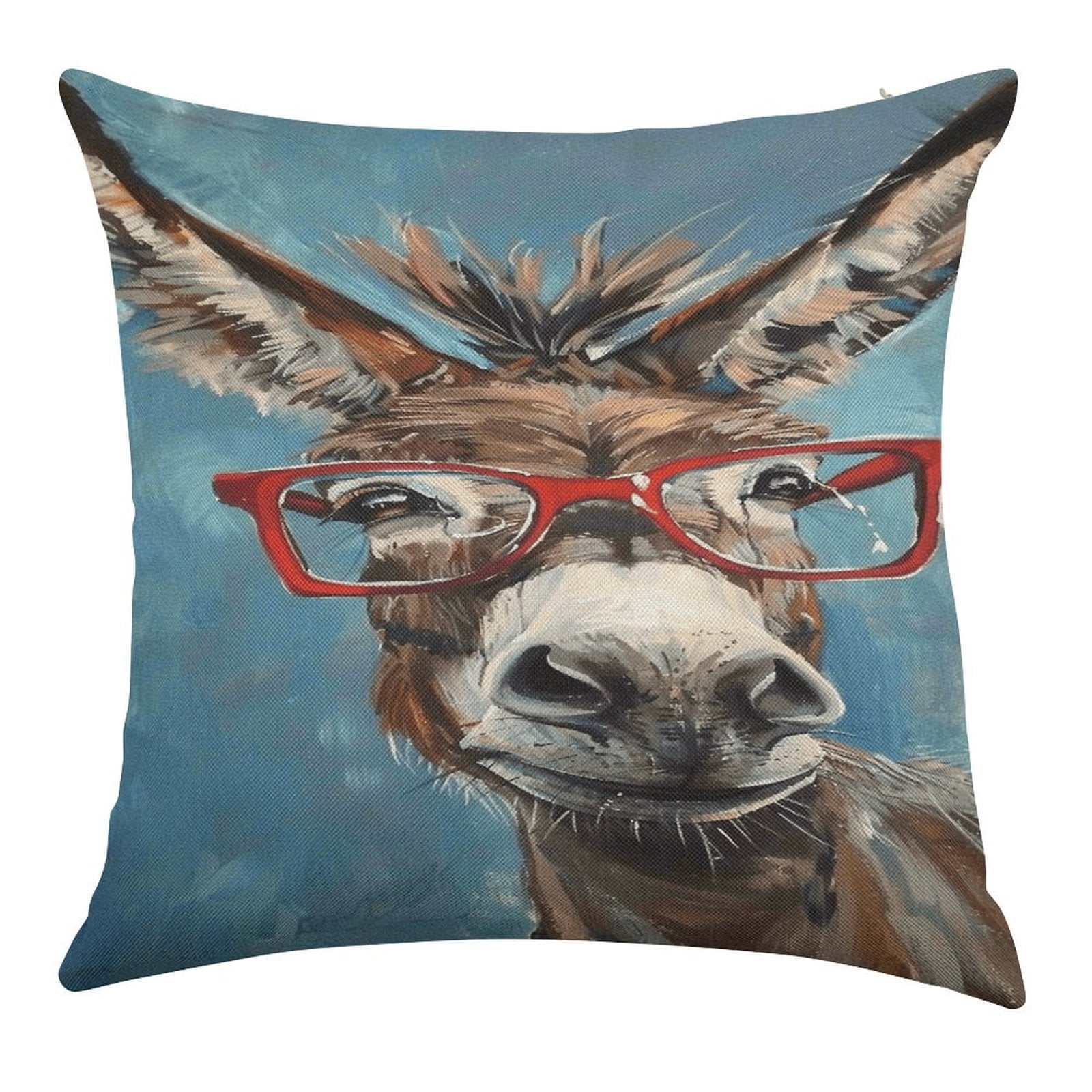 FCXZI Donkey With Red Glasses Decorative Pillow, Waterproof Linen ...