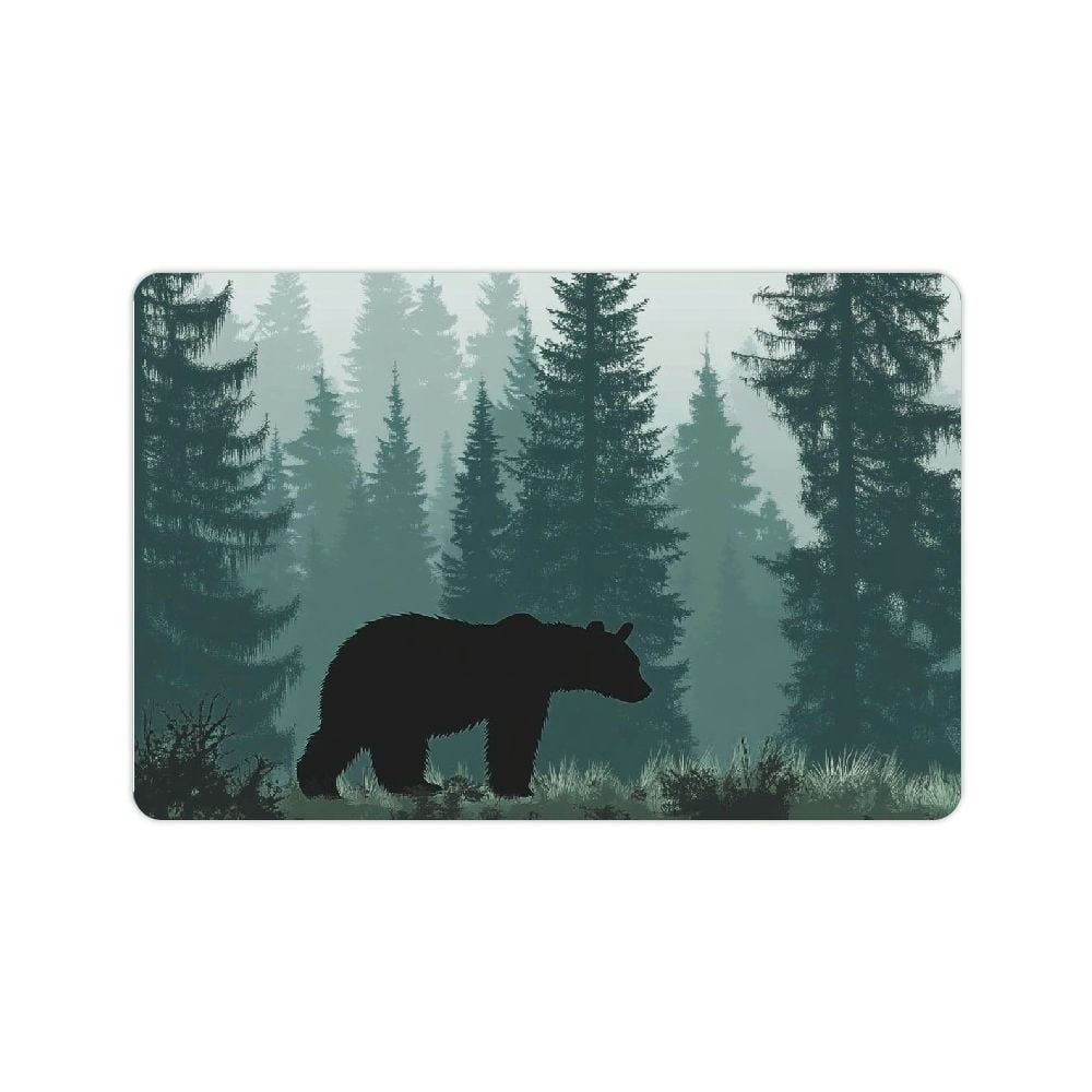 FCXZI Doormat Forest Bear Door Mats,Foggy Green Trees Indoor Front Mats ...