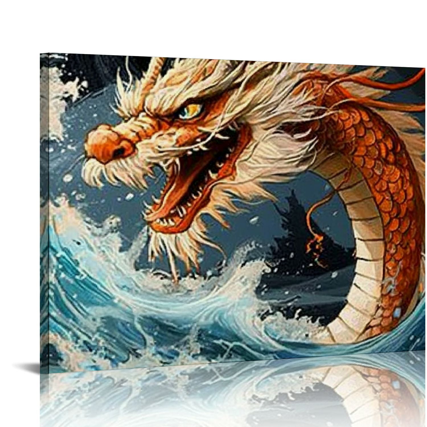 FCXZI Dragon Wall Art Asian Dragon Pictures Wall Decor Japan Wave ...
