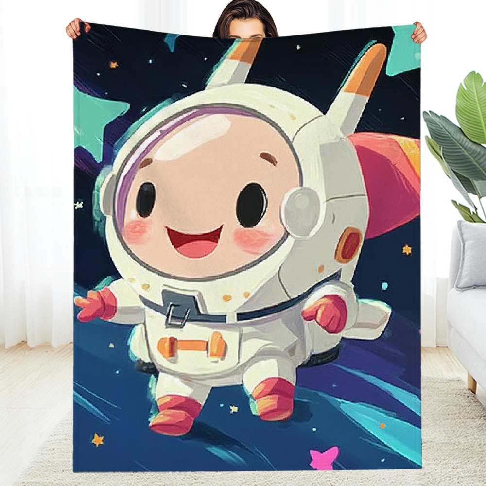 FCXZI Durable Soft Flannel Blanket Cartoon Space Shuttle Stars 3 Sizes ...