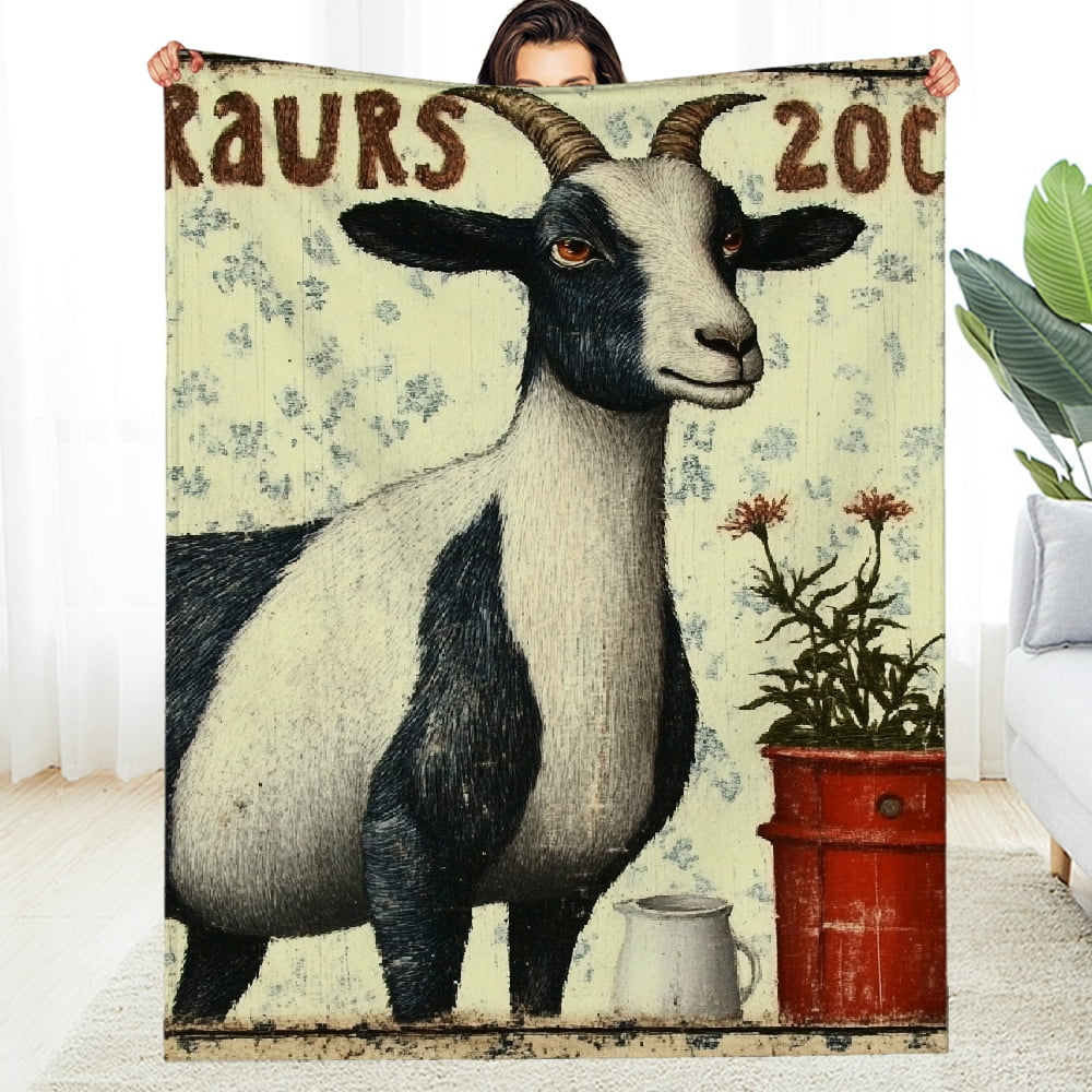 FCXZI Durable Soft Flannel Blanket Goat Fresh Milk Folk Art 3 Sizes 40 ...