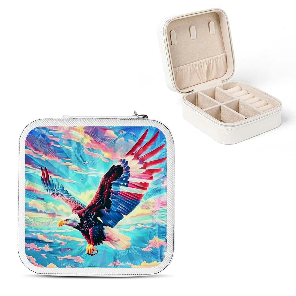 FCXZI Eagle Flag Sky Travel Jewelry Case Organizer for Necklace, Ring ...