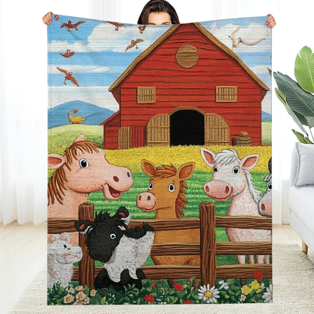 FCXZI Farm Animals Barn Fuzzy Fluffy Soft Cozy Blanket, Multi-Purpose ...