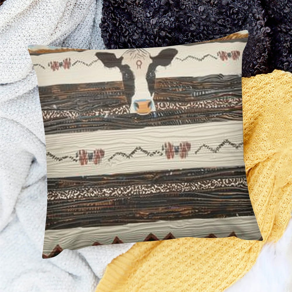 FCXZI Farmhouse Decor Cow Print Linen Pillow Covers for Home Sofa Couch ...